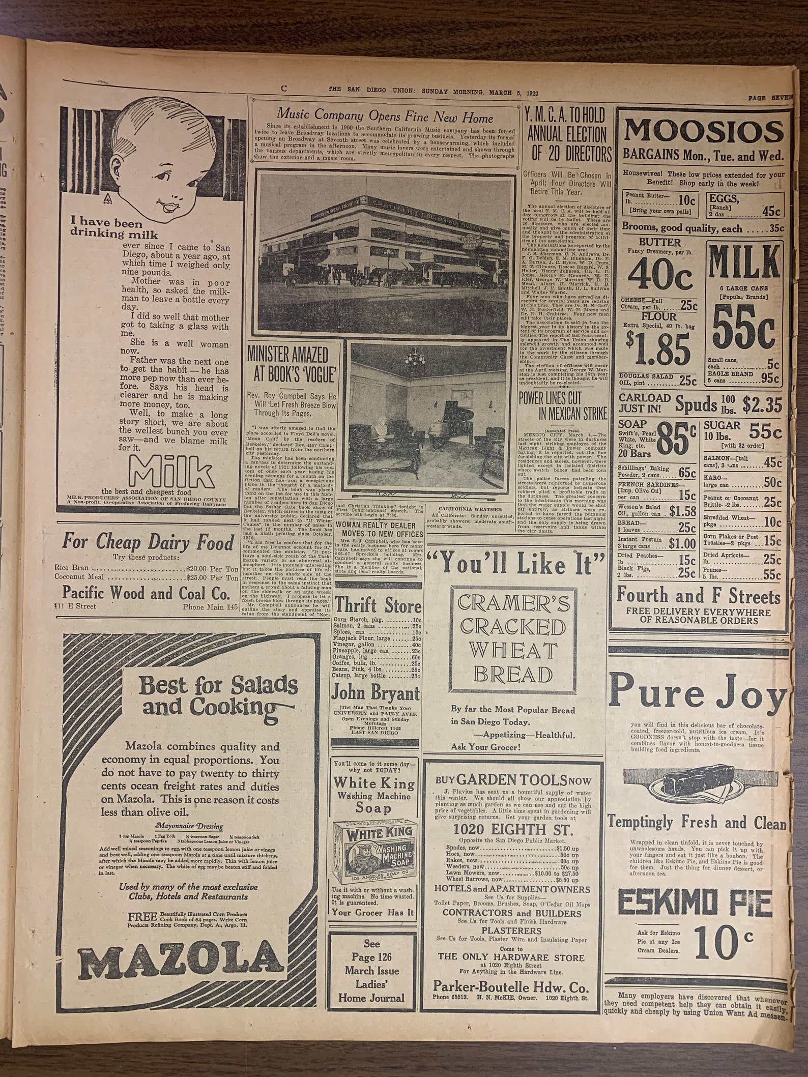 1922 March 5th 5 Section 2 100 Year Old Newspaper Vintage Old ...
