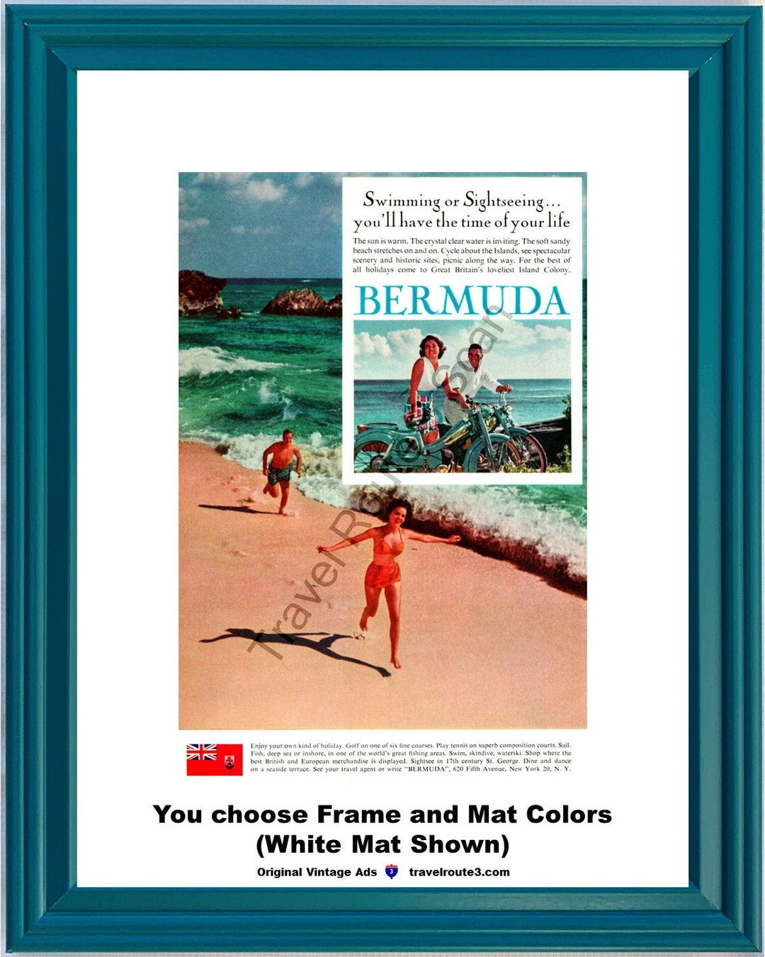 1962 Bermuda Swimming Sightseeing Vintage Ad Beach Great Britain Island ...