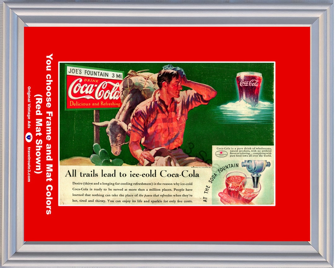 1935 Coca Cola Soda Fountain Vintage Ad Donkey Desert Trail Joe's Ice ...