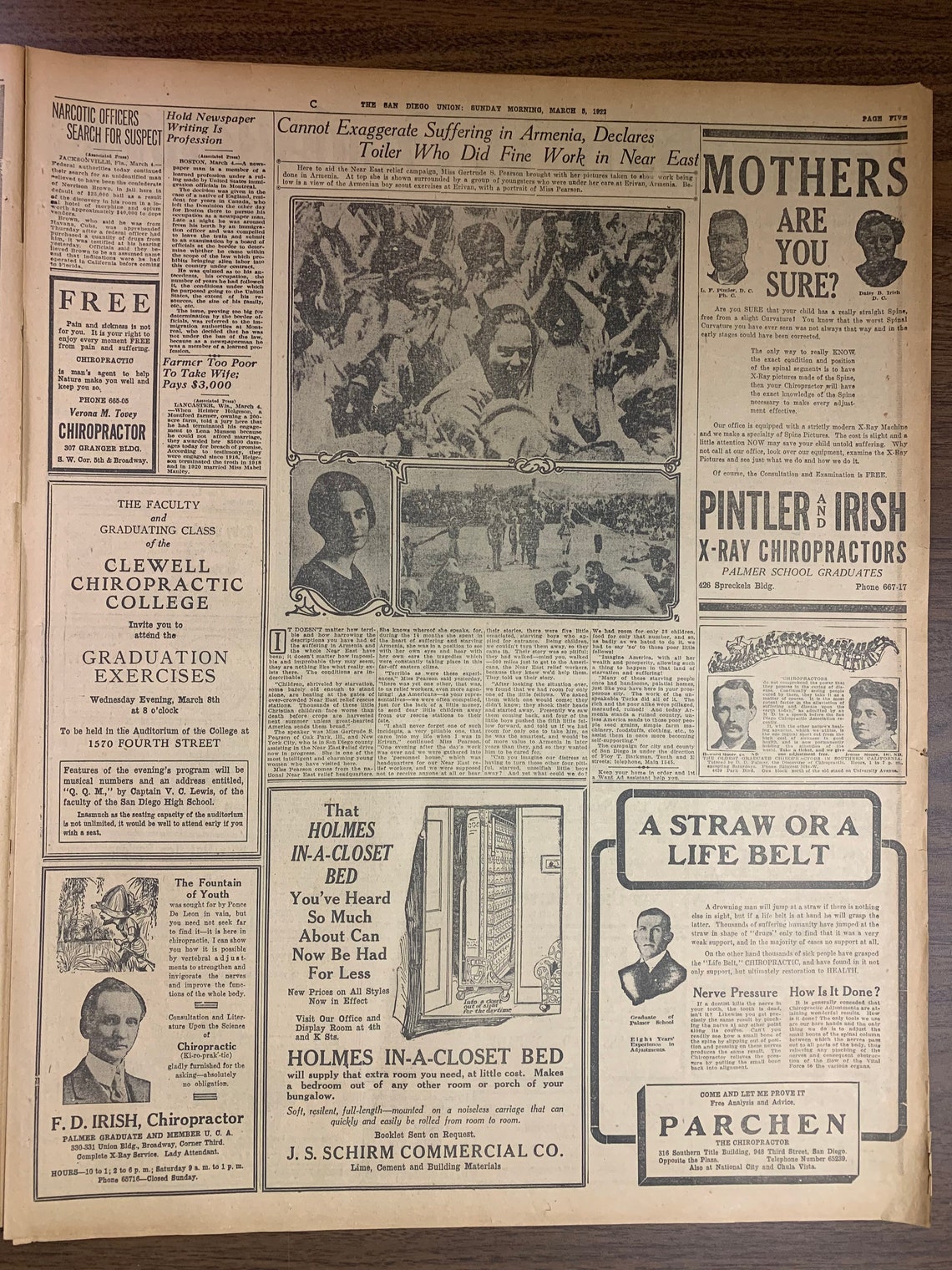 1922 March 5th 5 Section 2 100 Year Old Newspaper Vintage Old ...