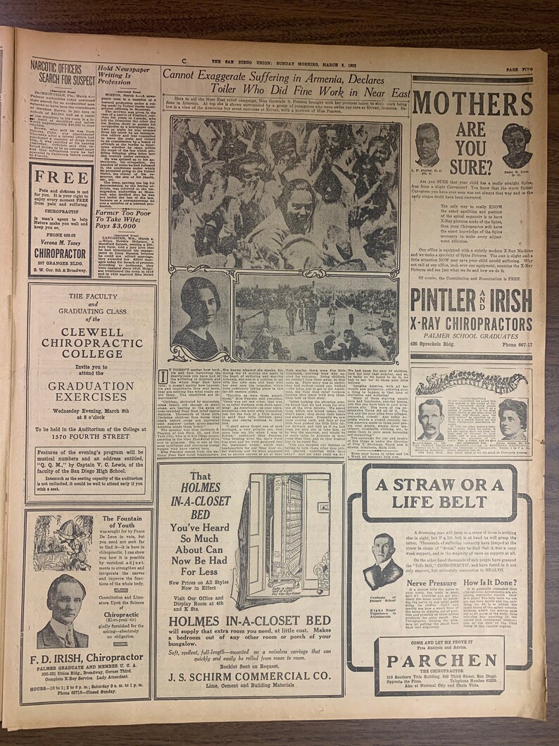 1922 March 5th 5 Section 2 100 Year Old Newspaper Vintage Old ...