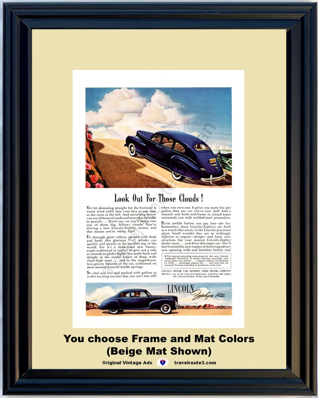 1941 Lincoln Zephyr V-12 Vintage Print Ad Mountain Hill Climbing ...