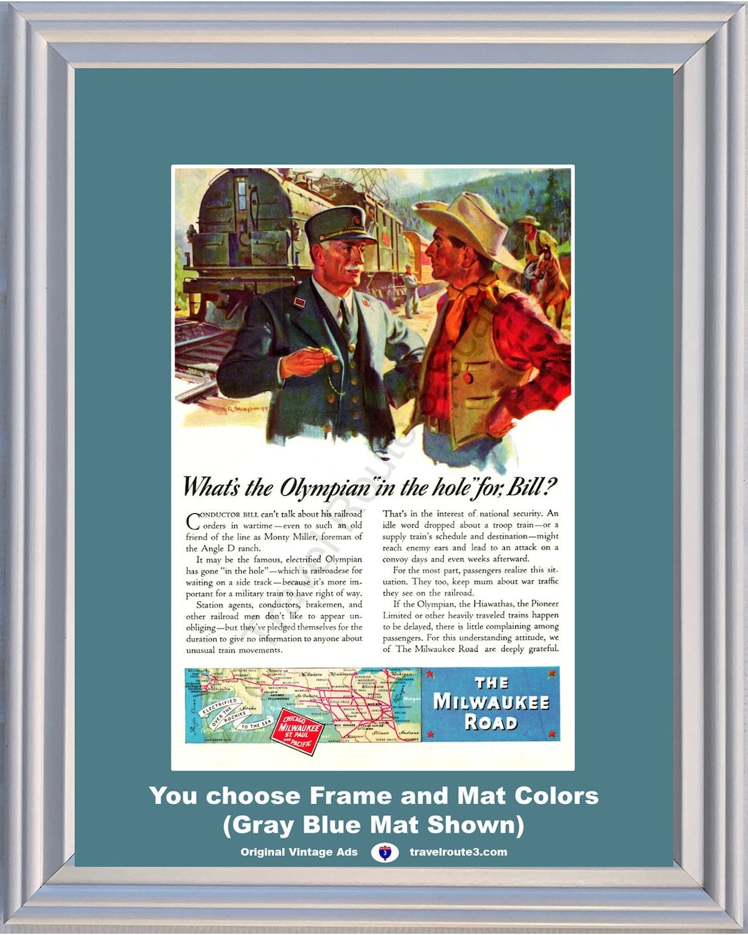 1944 WWII WW2 Railroad Train Conductor Cowboy Vintage Ad World War II 2 ...
