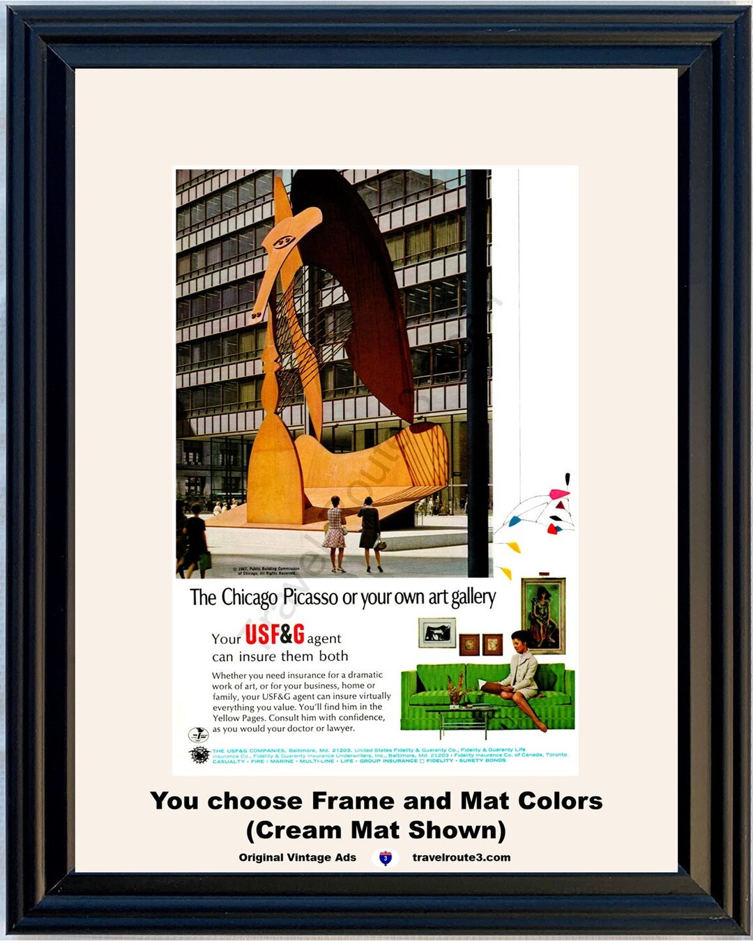 1968 Chicago Picasso Vintage Ad Art Gallery USF&G Insurance Public ...
