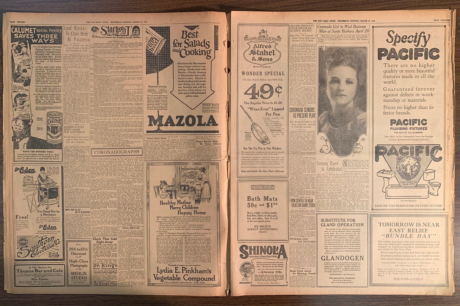 March 29th 29 1922 100 Year Old Newspaper Vintage Advertisements Ads ...