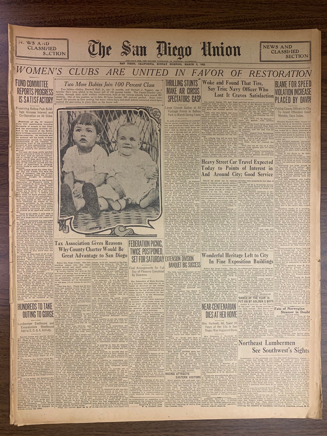 1922 March 5th 5 Section 2 100 Year Old Newspaper Vintage Old ...