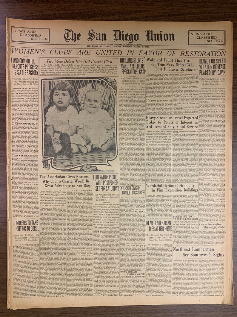 1922 March 5th 5 Section 2 100 Year Old Newspaper Vintage Old ...