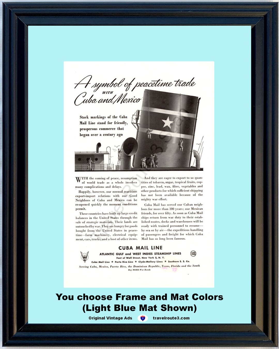 Made in USA 1944 WWII WW2 Cuba Mail Line Mexico Vintage Print Ad ...