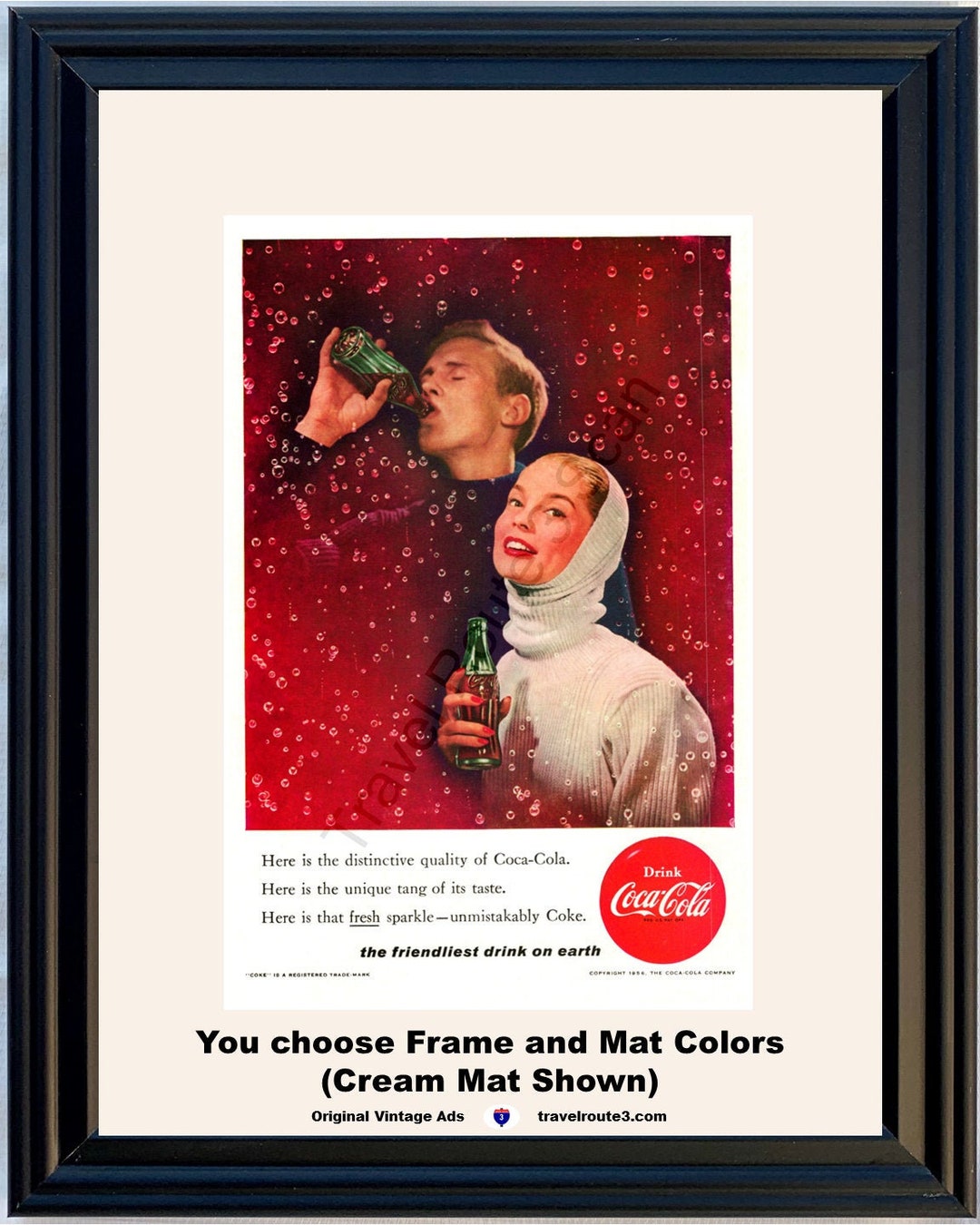 1956 Coca Cola Coke Vintage Ad Friendliest Drink on Earth Distinctive ...