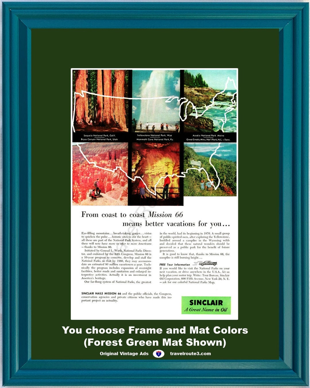 1956 Sinclair Oil National Parks Vintage Ad Travel Vacation Sequoia ...