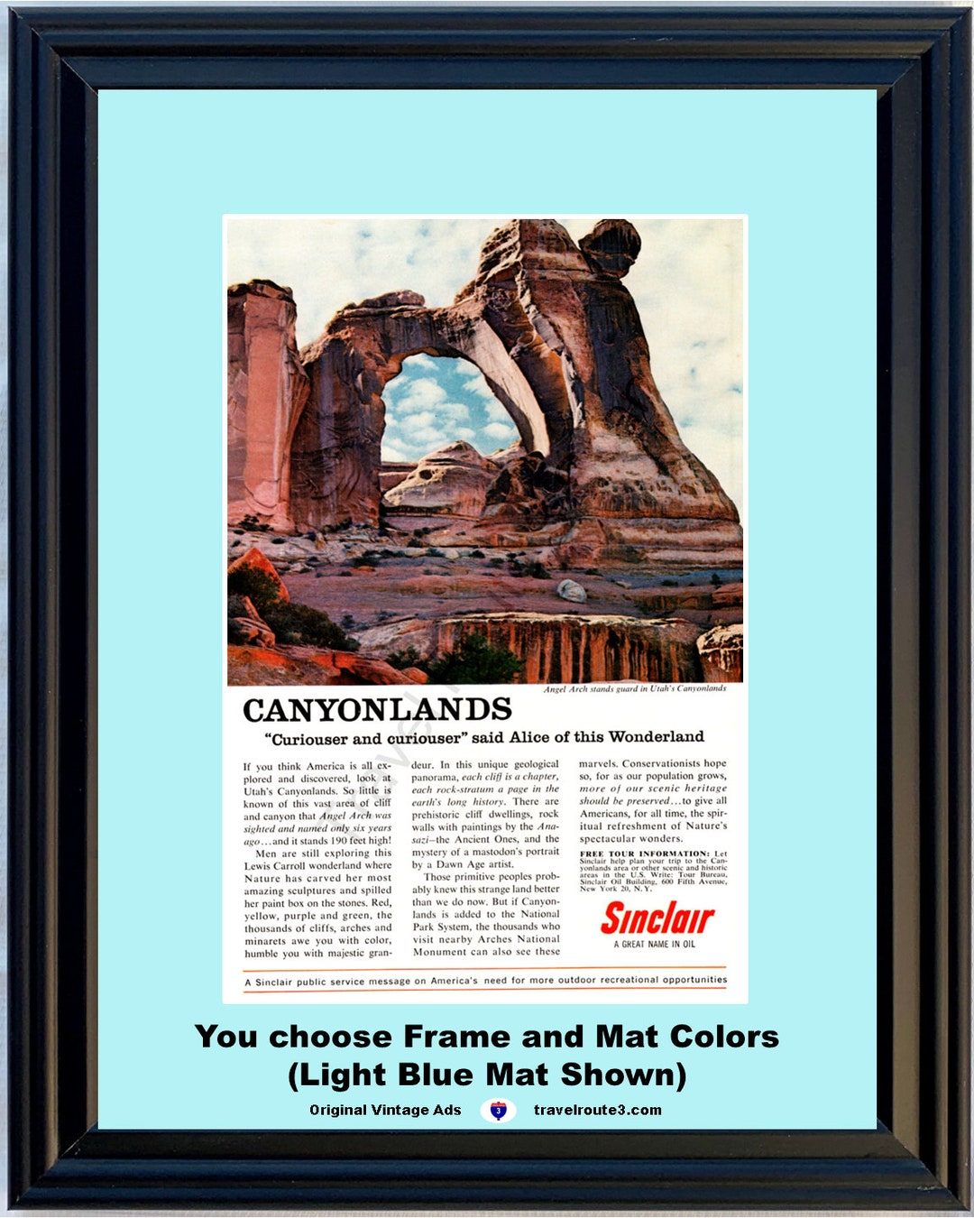 1962 Canyonlands Sinclair Oil Vintage Ad National Park Angel Arch Utah ...
