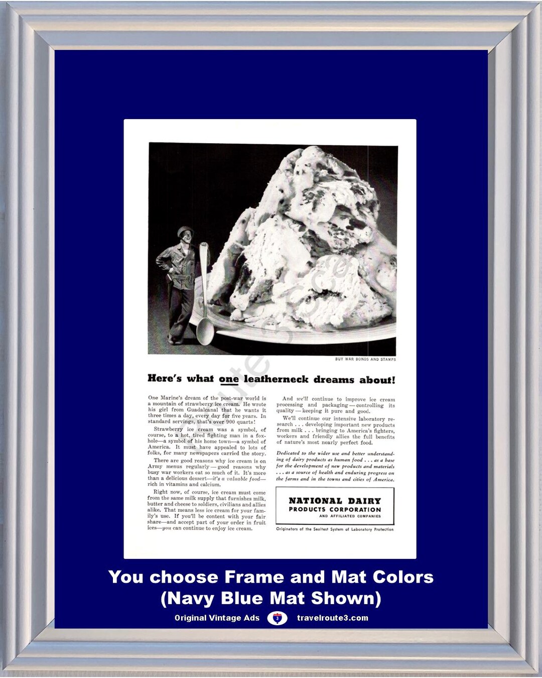 1943 WW2 Marine Ice Cream Vintage Print Ad Leatherneck Army WWII World ...