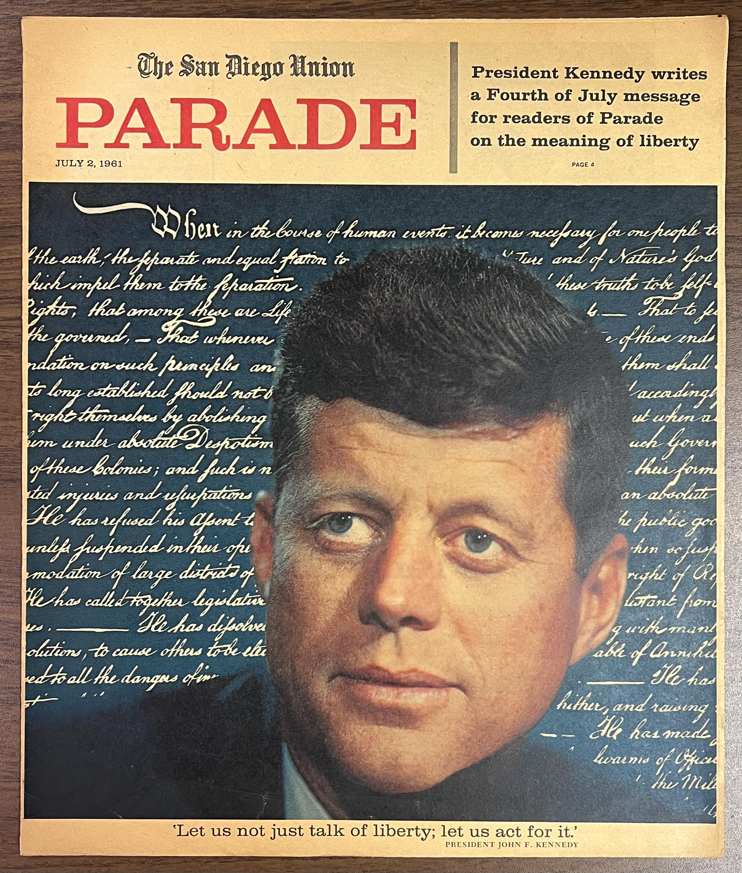 1961 President John F Kennedy JFK Meaning of Liberty Parade San Diego ...