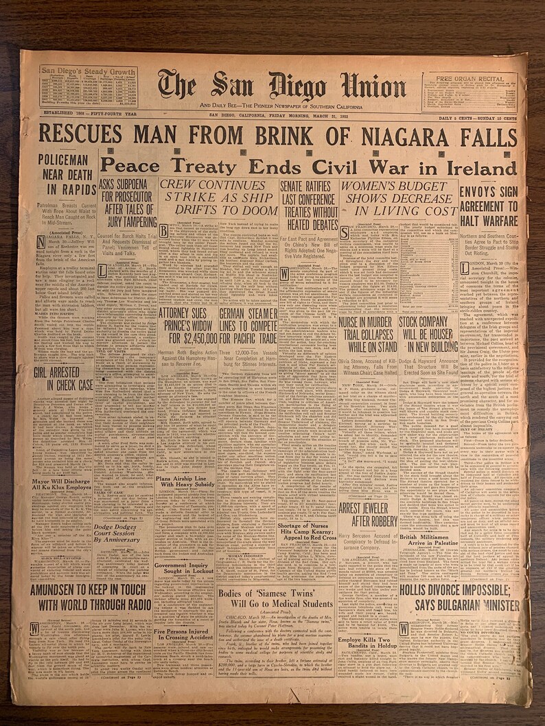 March 31st 31 1922 100 Year Old Newspaper Vintage Advertisements Ads ...