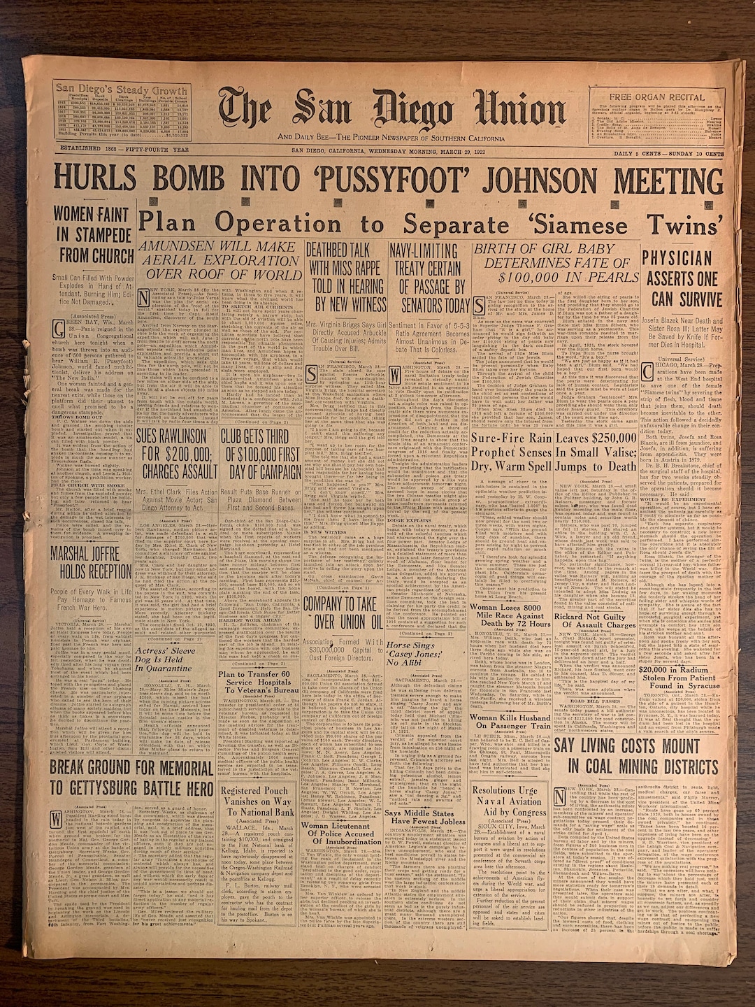 March 29th 29 1922 100 Year Old Newspaper Vintage Advertisements Ads ...