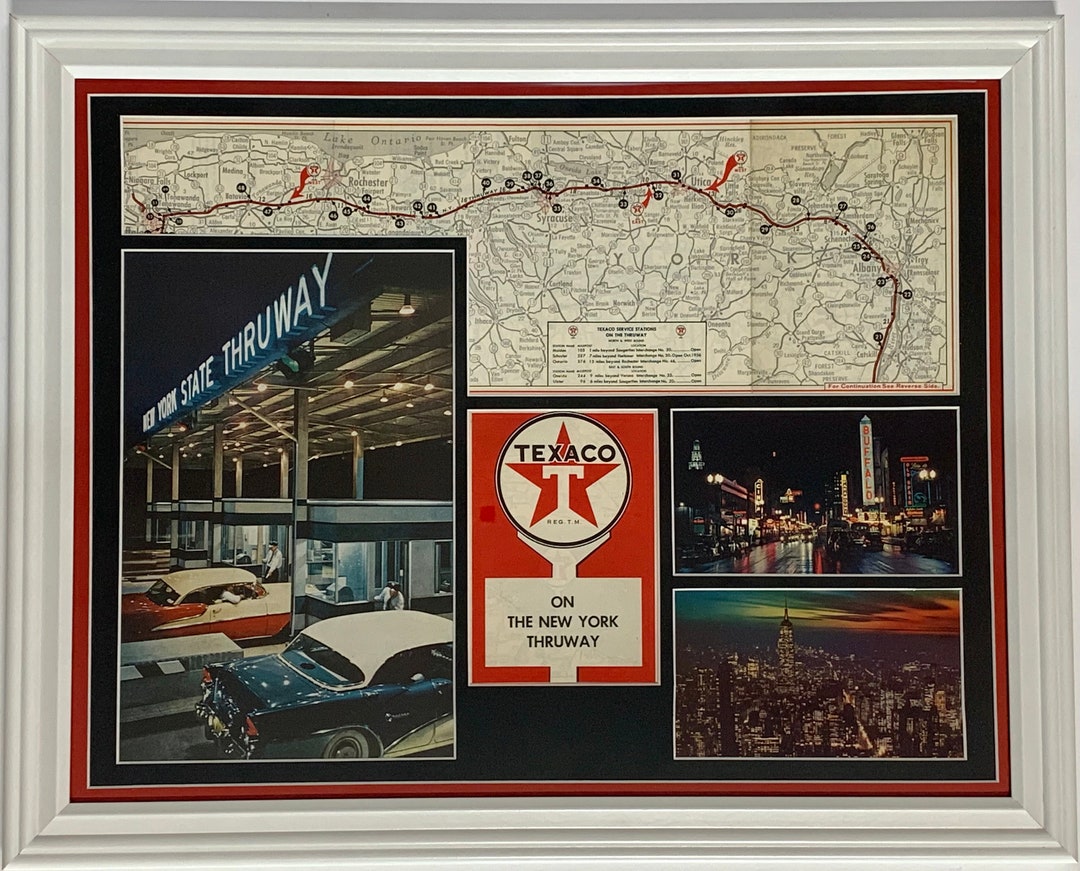 1956 Texaco Road Map New York State Thruway Turnpike Buffalo City 56 ...