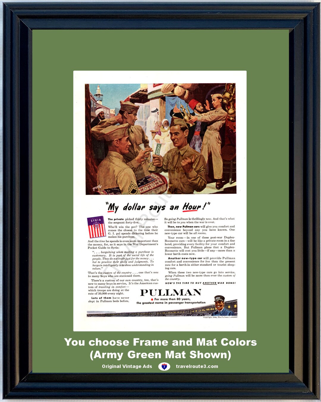 1944 WWII WW2 Army Syria Pullman Vintage Print Ad GI Dollar Dickering ...