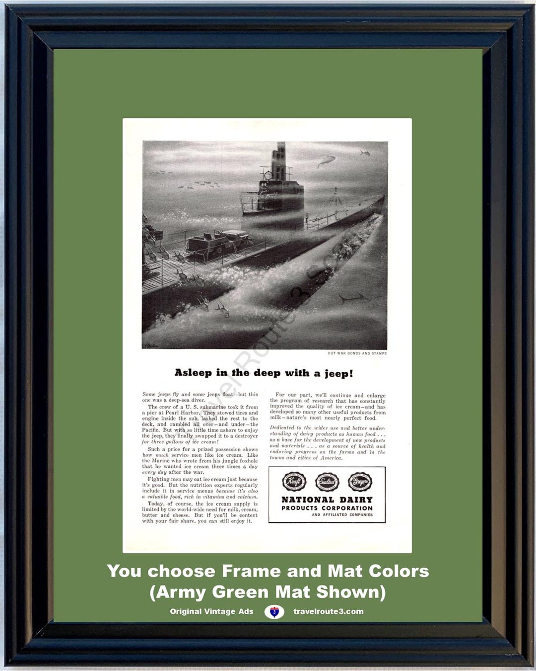 1944 Jeep Submarine Ice Cream WW2 Vintage Ad World War II 2 WWII Navy ...