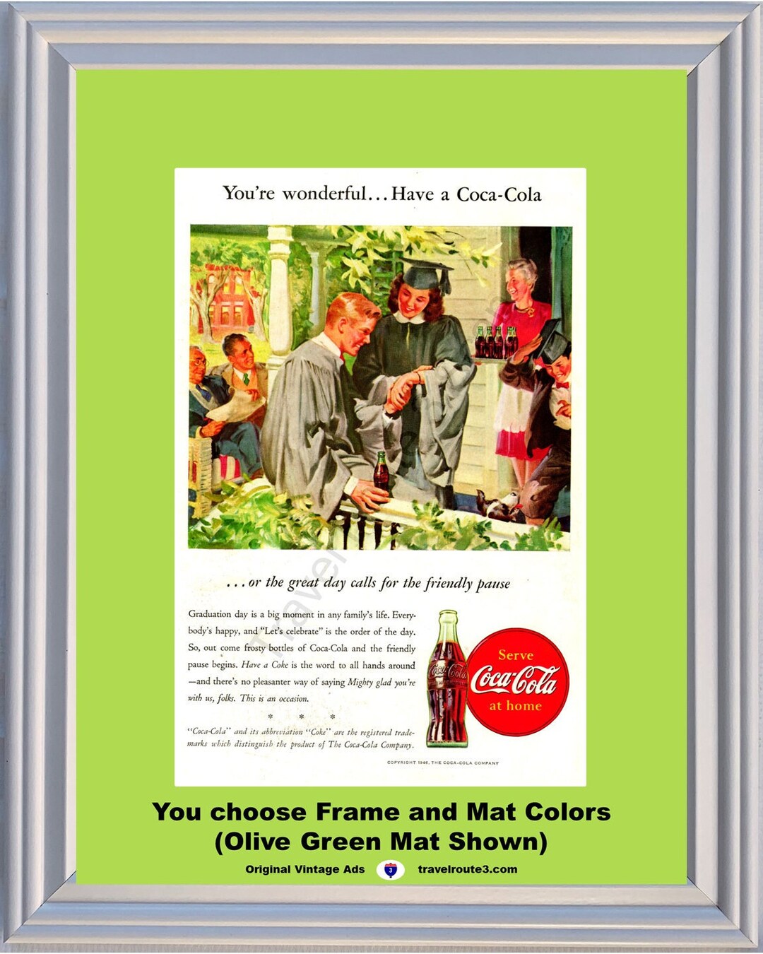 1946 Coca Cola Graduation Vintage Ad Have a Coke You're Wonderful Serve ...