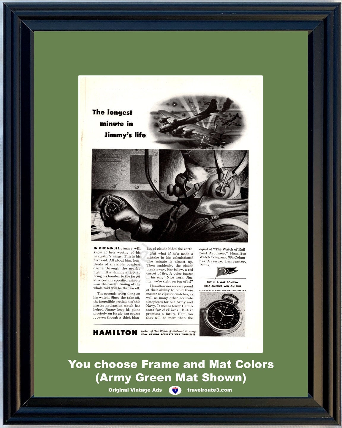 1943 WWII WW2 Hamilton Navigation Watch Vintage Ad B17 B-17 - Etsy