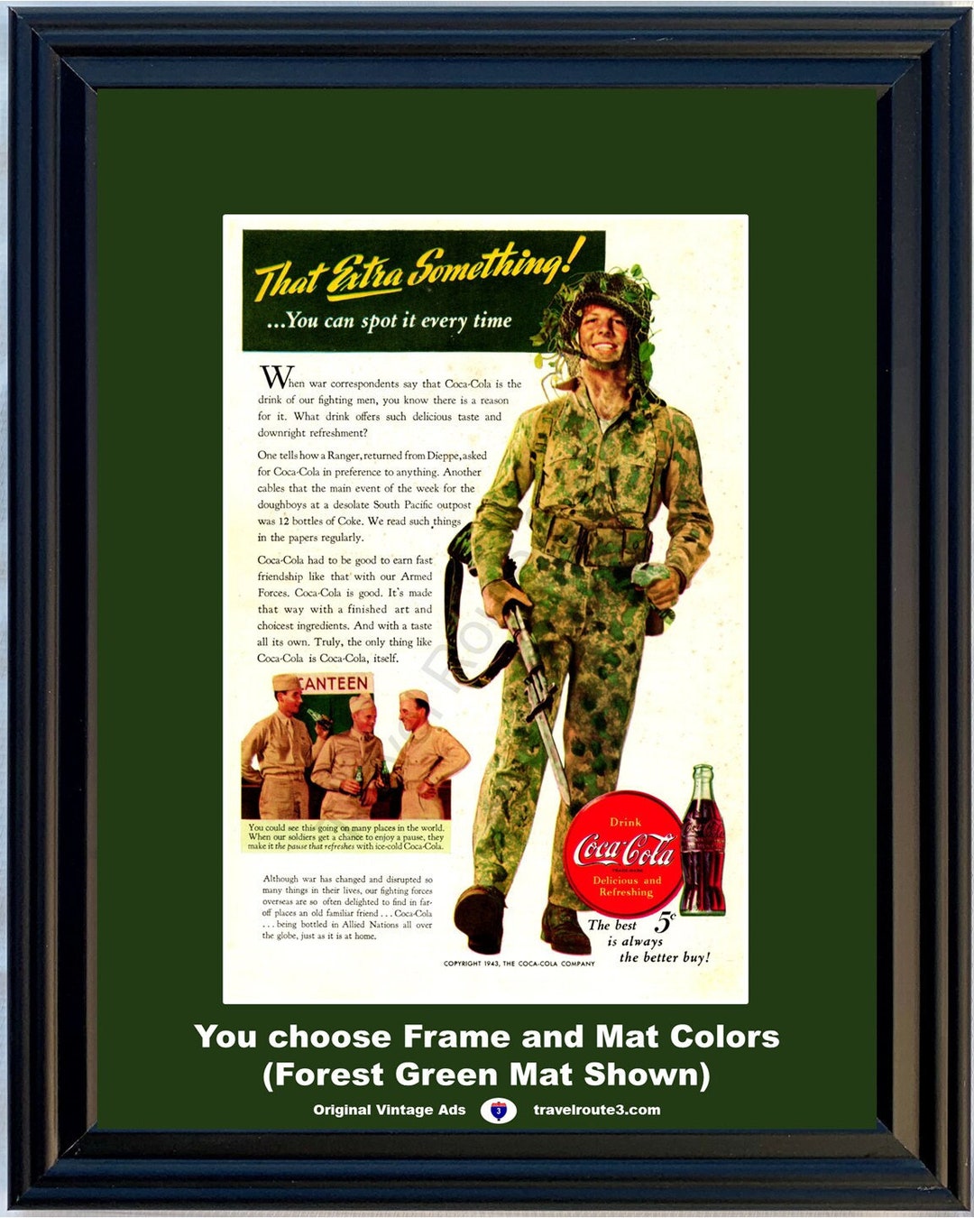 1943 WWII WW2 Coca Cola Army Soldier Camouflage Vintage Ad Coke World ...