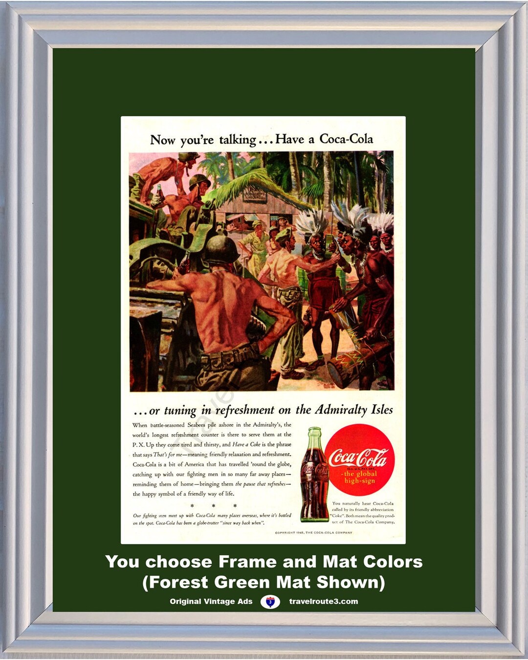 1945 WWII WW2 Coca Cola Vintage Ad Admiralty Isles Coke Now You're ...