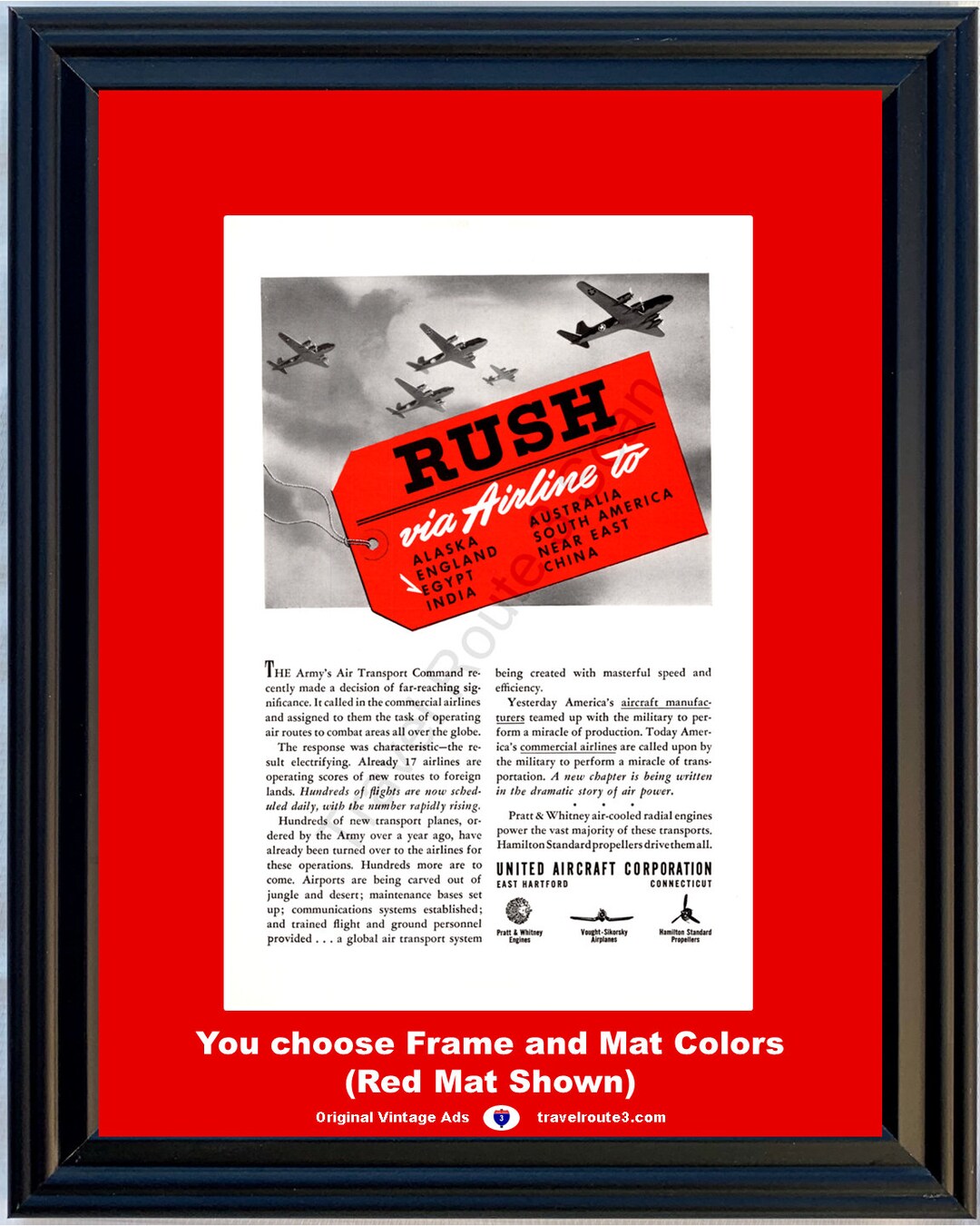 1942 WWII WW2 Army Air Transport Rush Vintage Print Ad Aircraft ...