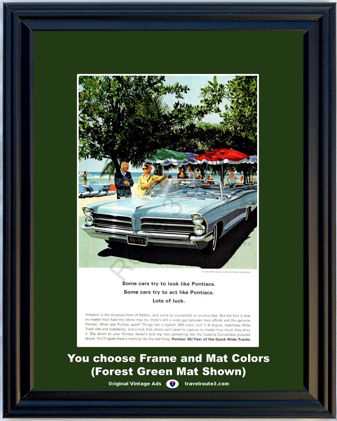 1965 Pontiac Catalina Convertible Vintage Print Ad Wide Track Beach ...