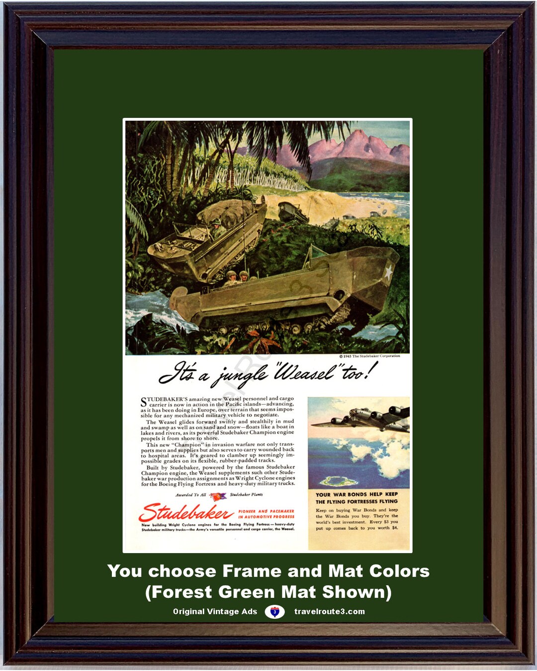 1945 WWII WW2 Studebaker Weasel Vintage Ad Army Jungle Personnel and ...
