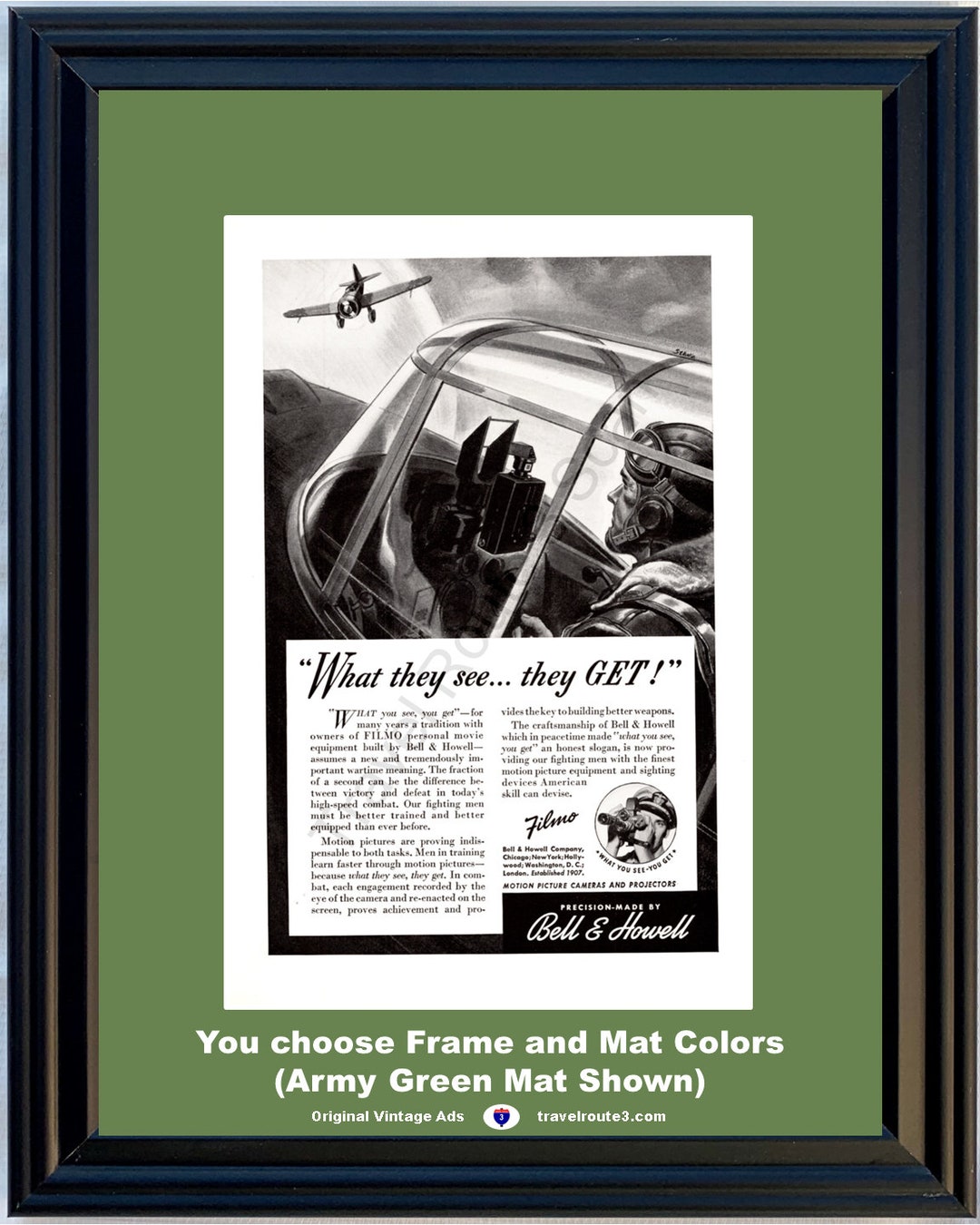 1942 WWII WW2 Fighter Plane Filmo Vintage Print Ad Airplane Bell ...