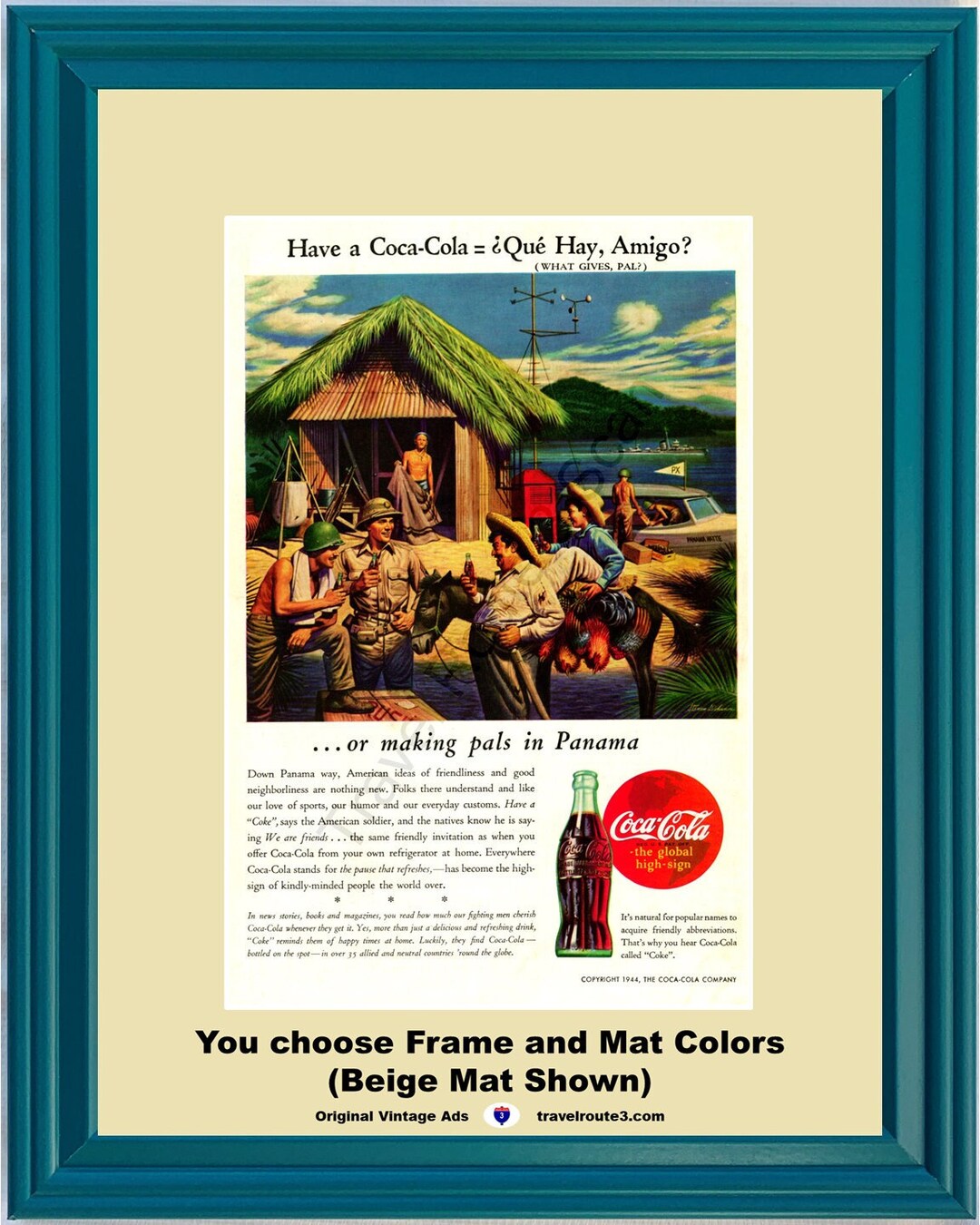 1944 WWII WW2 Coca Cola Vintage Ad Have a Coke Soldier Que Hay Amigo ...