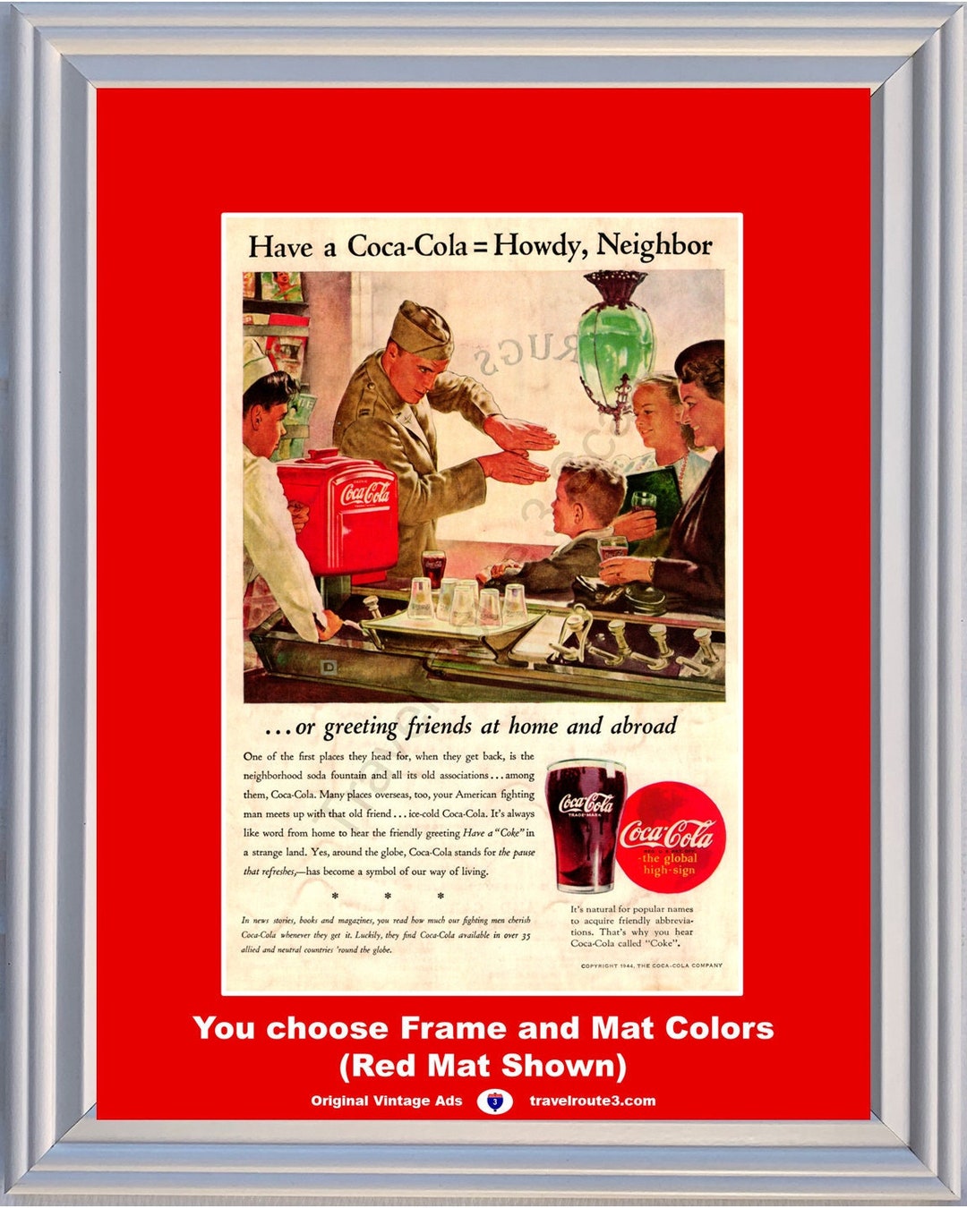 1944 WWII WW2 Coca Cola Vintage Ad Coke Soldier Drug Store Soda ...