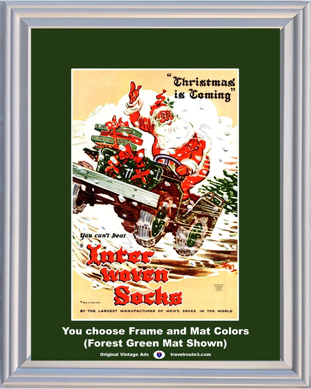 1945 WWII WW2 Jeep Christmas Vintage Ad Santa Claus Wreath Inter Woven ...