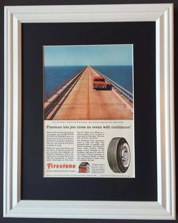 1957 Firestone Tire Rubber Vintage Ad Seven Mile Bridge | Etsy