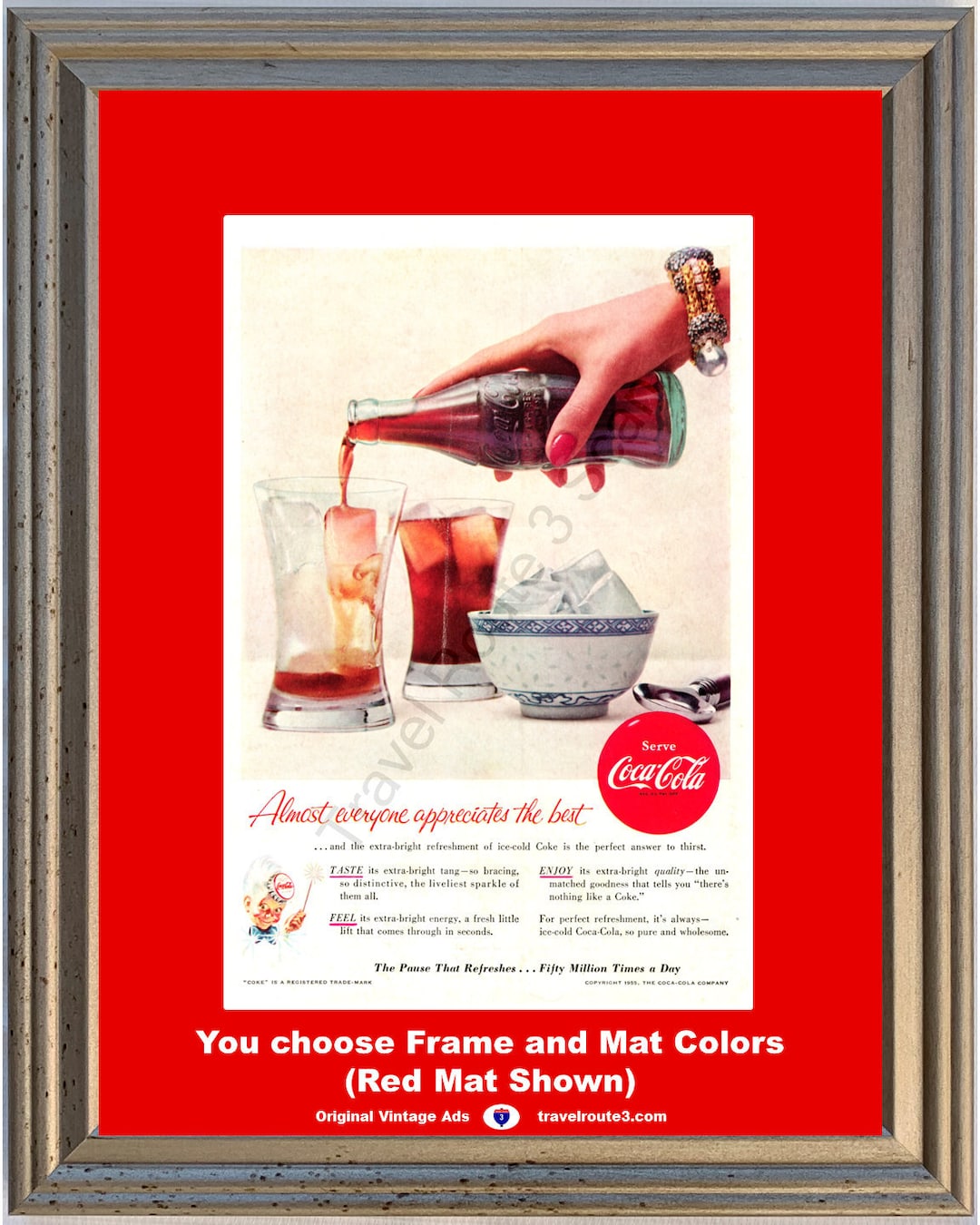 1955 Coca Cola Coke Vintage Ad Serve Ice Taste Feel Enjoy Pause That ...