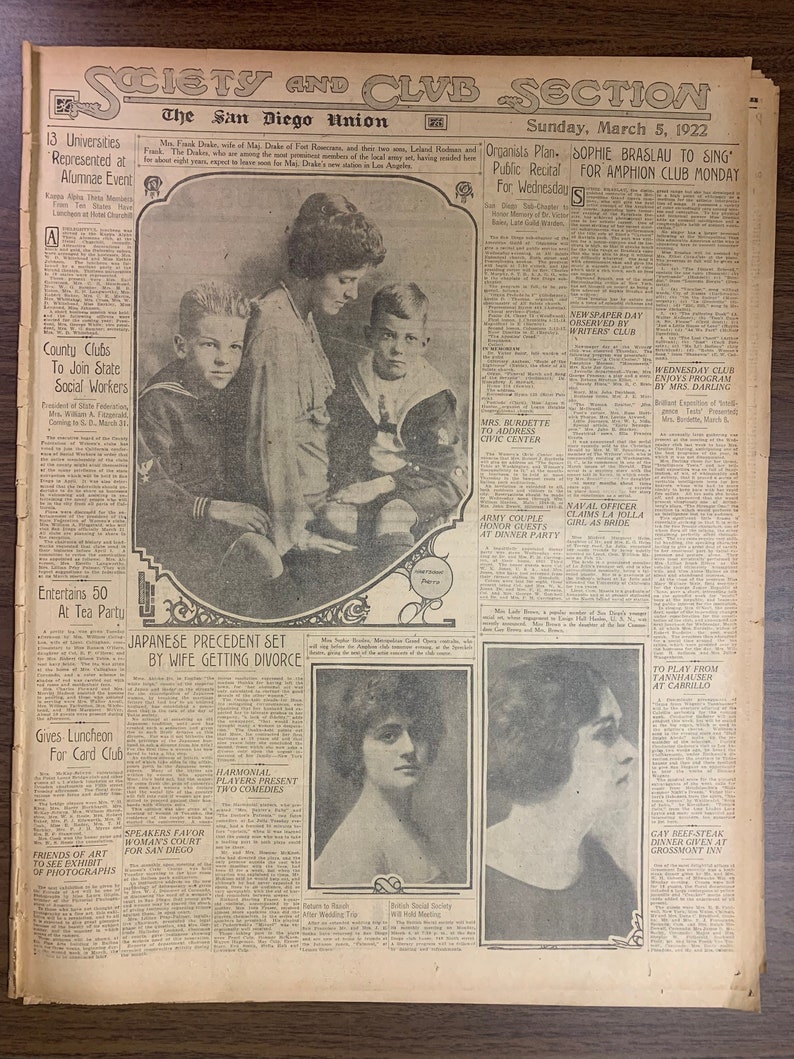 1922 March 5th 5 Section 3 100 Year Old Newspaper Vintage Old ...