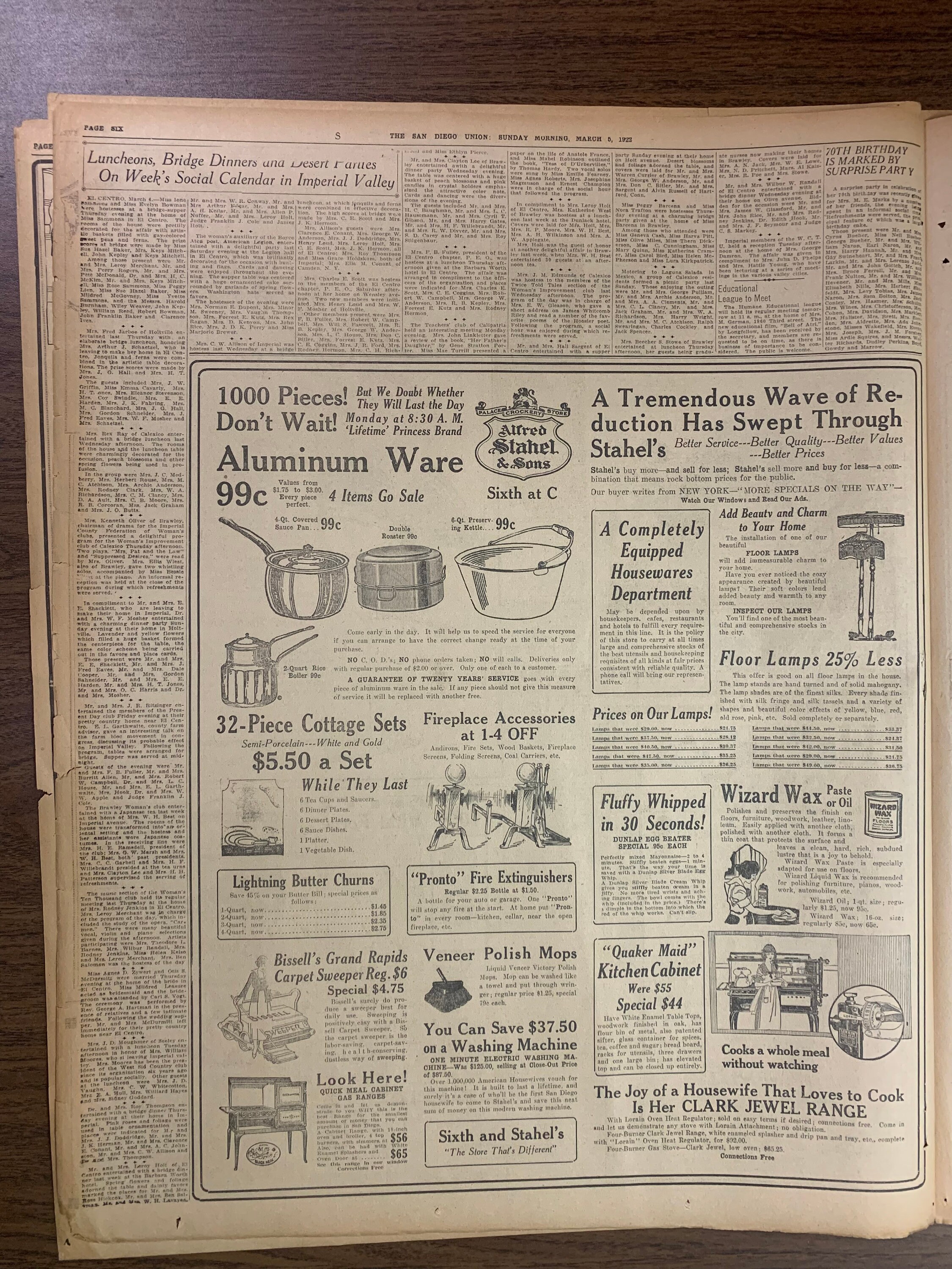 1922 March 5th 5 Section 3 100 Year Old Newspaper Vintage Old ...