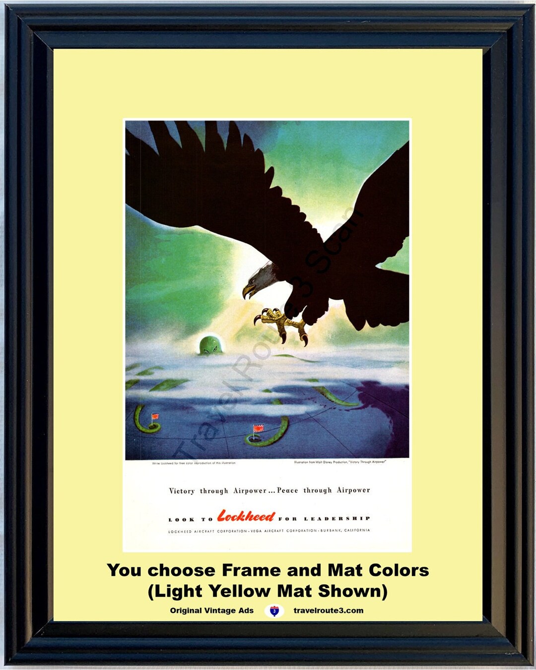 1943 WWII WW2 Walt Disney Vintage Ad Victory Through Airpower Eagle ...