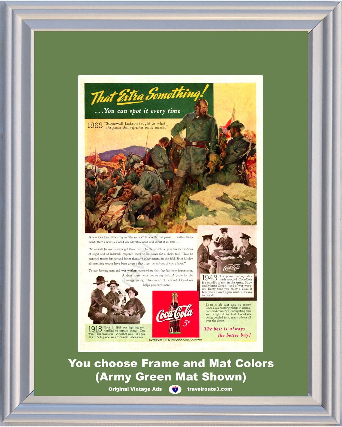 1943 WWII WW2 Coca Cola Vintage Ad Coke Army Navy Marines Civil War ...