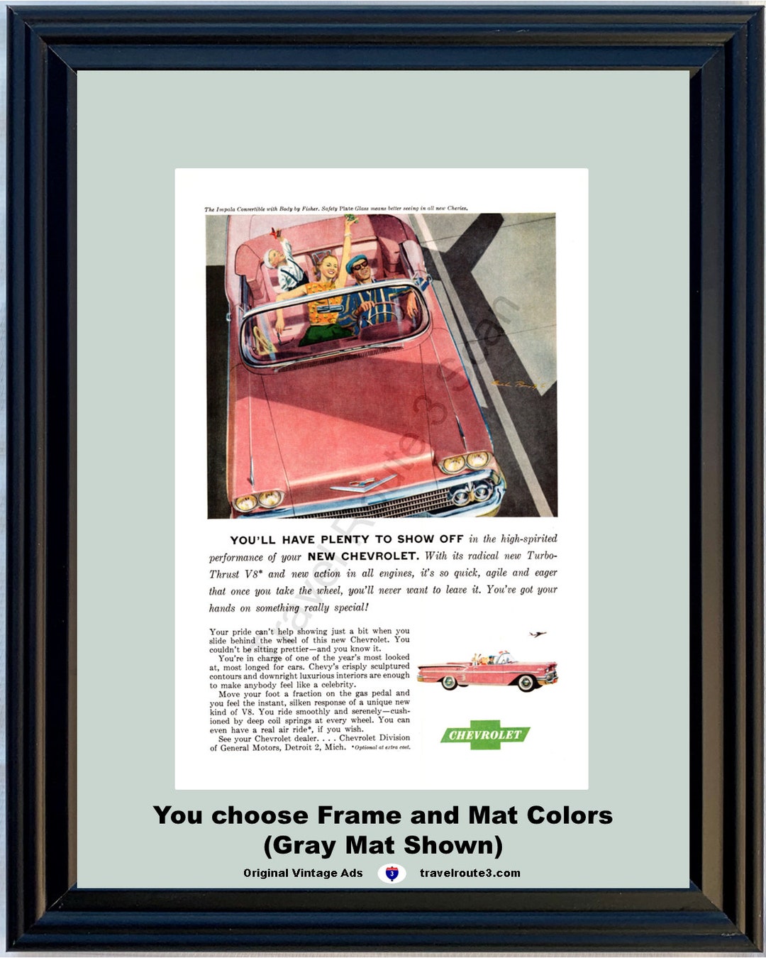 1958 Chevrolet Chevy Impala Convertible Vintage Ad Body by Fisher Turbo ...