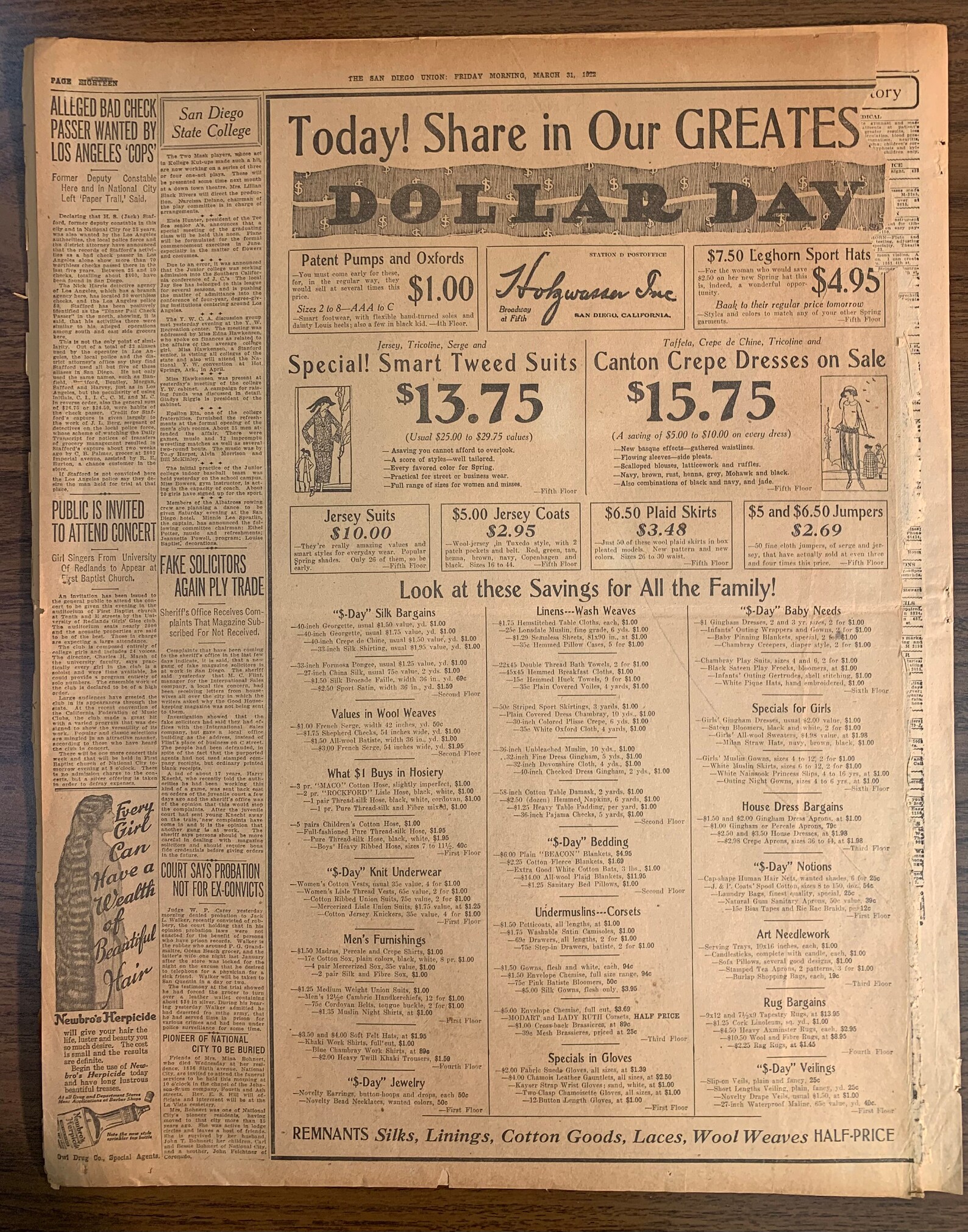 March 31st 31 1922 100 Year Old Newspaper Vintage Advertisements Ads ...