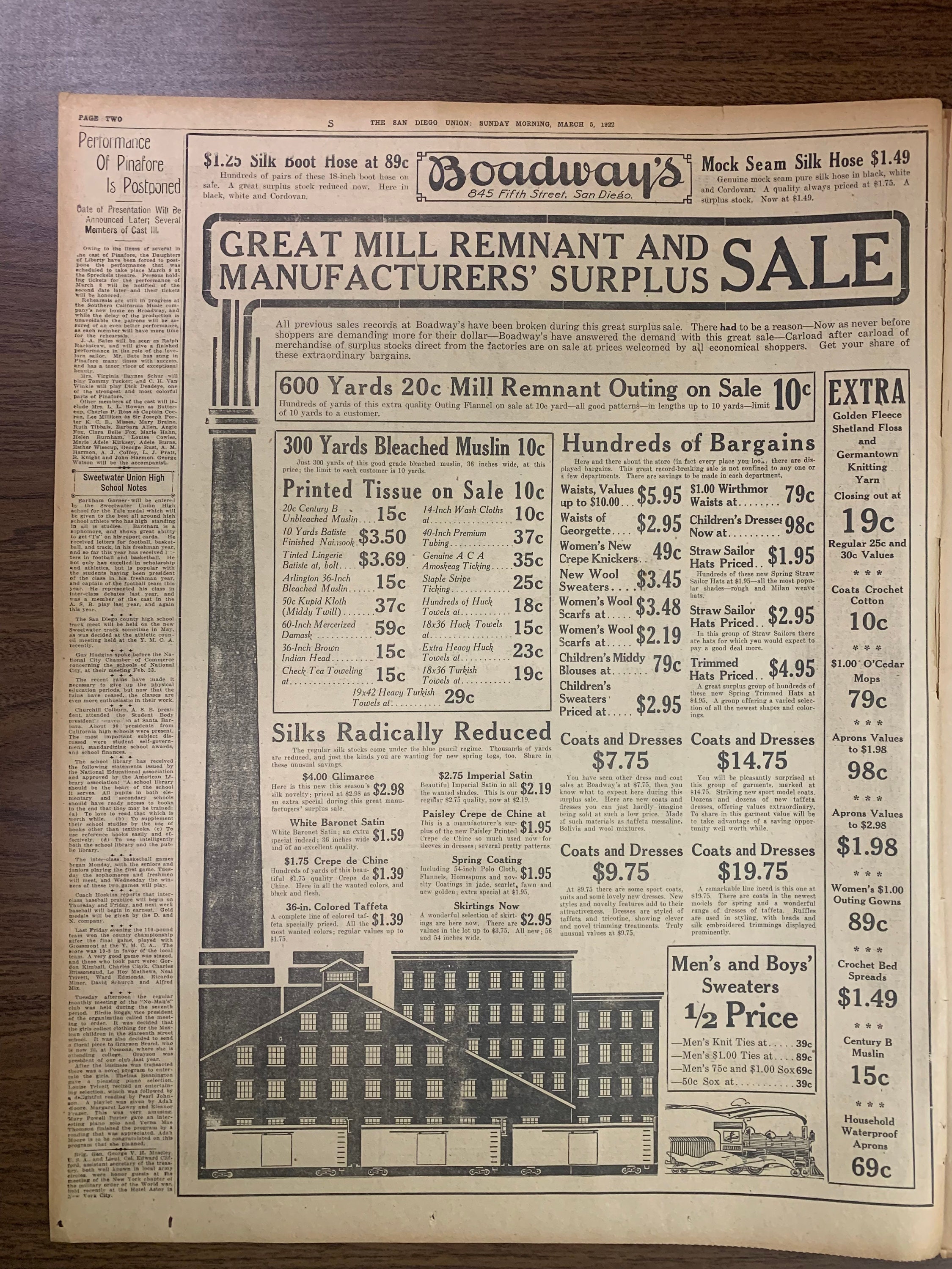 1922 March 5th 5 Section 3 100 Year Old Newspaper Vintage Old ...