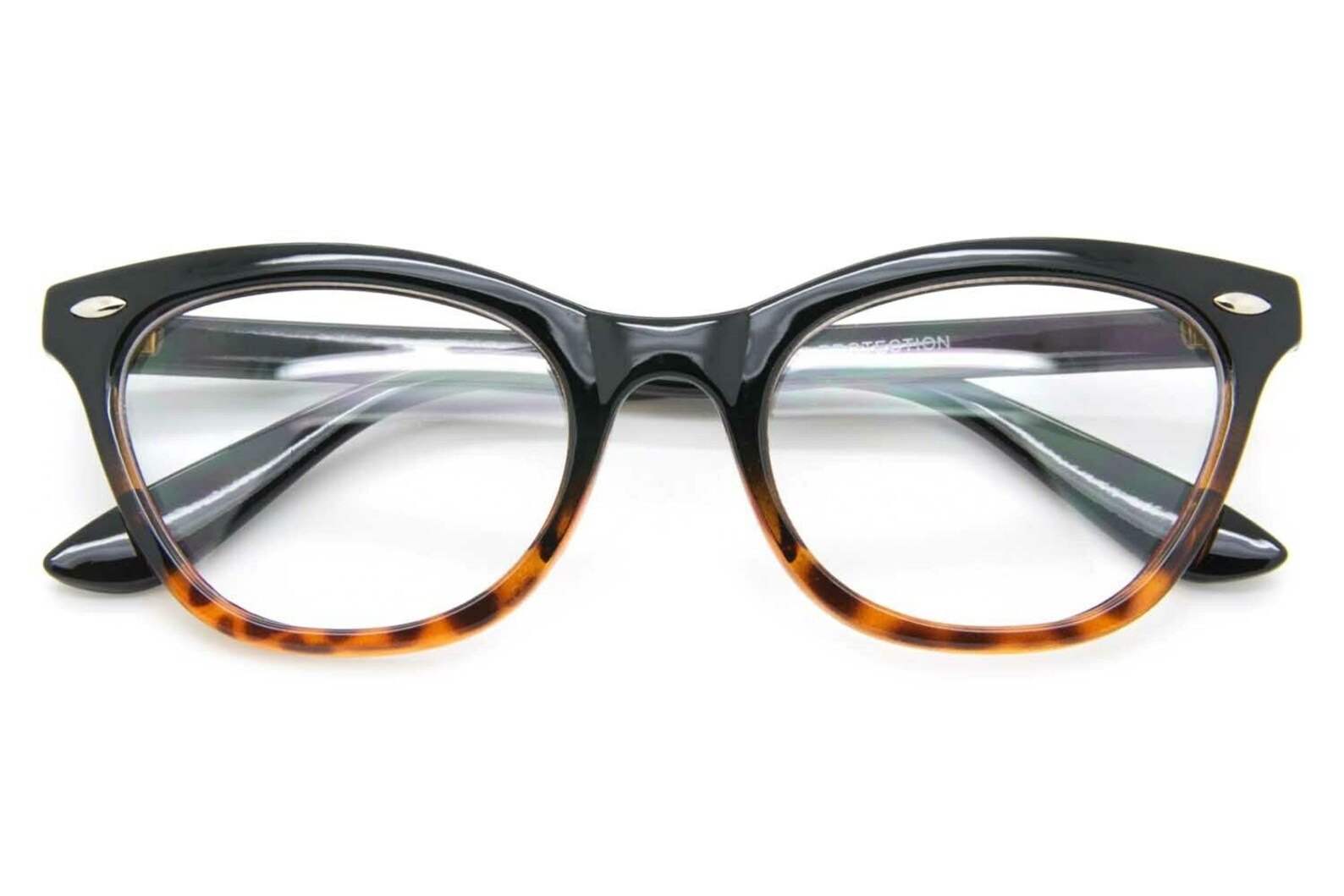 Clear Lens Women Sunglasses Cateye Vintage Frame Black And Brown Etsy
