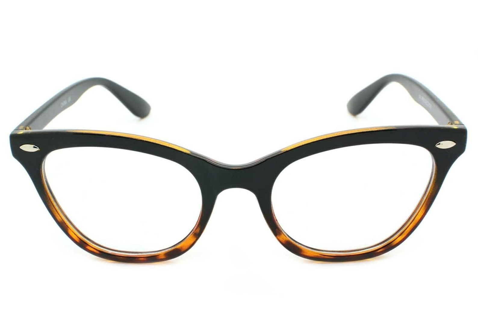 Clear Lens Women Sunglasses Cateye Vintage Frame Black And Brown Etsy