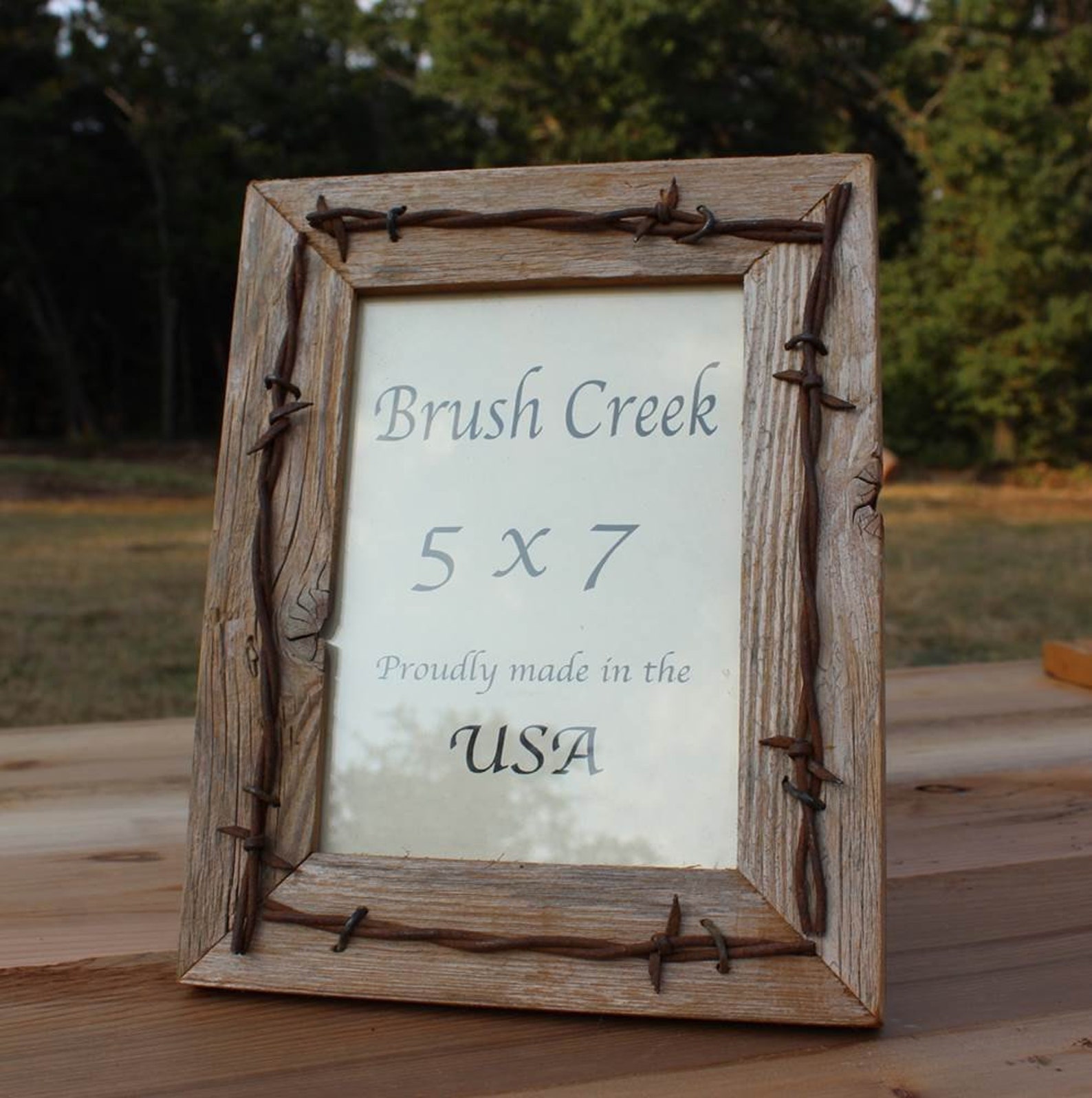 Rustic Picture Frame With Barbed Wire - Etsy