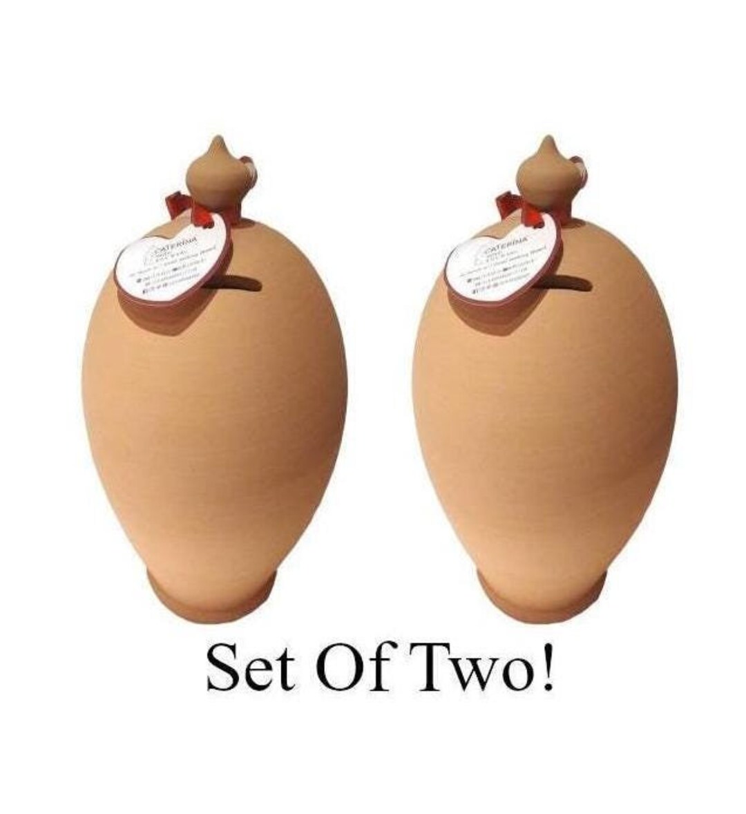 Clay Money Pot, SET OF TWO, Piggy Bank Adult, Money Box, Smash Piggy ...