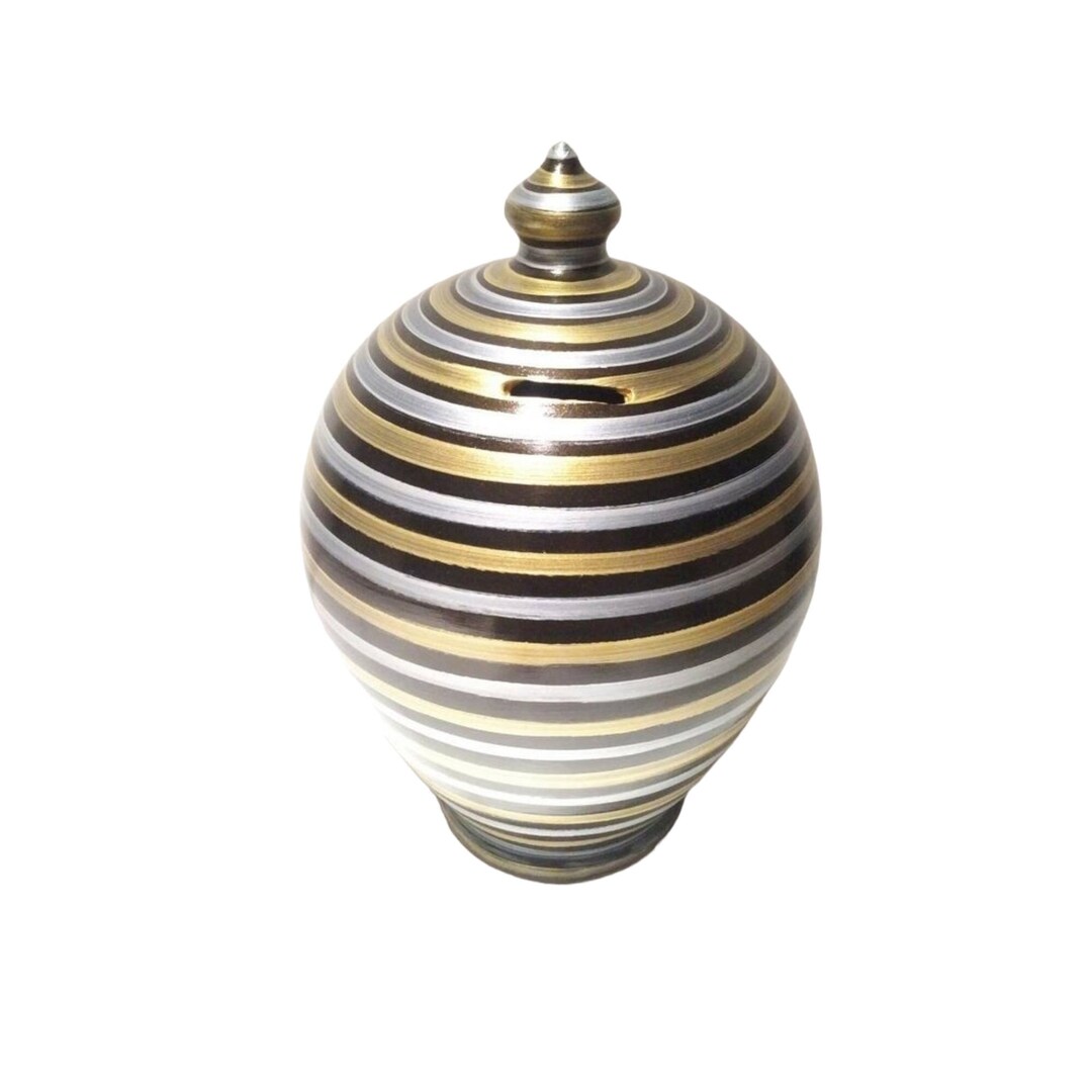Mini Gold Silver Black Piggy Bank Personalized Italian Ceramic Money ...
