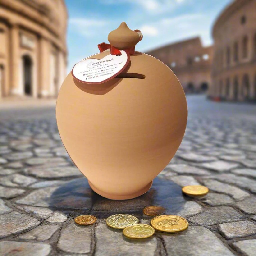Clay Piggy Bank, Italian Traditional Coin Bank, Terracotta Pot, Piggy ...