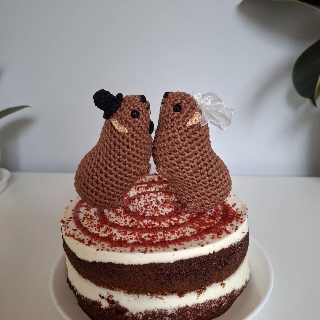 Crochet Awawa Hyrax Wedding Cake Topper – Handmade Animal Couple Decor ...