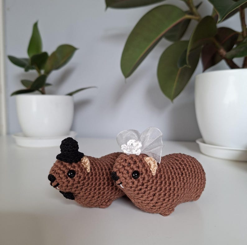 Crochet Awawa Hyrax Wedding Cake Topper – Handmade Animal Couple Decor ...